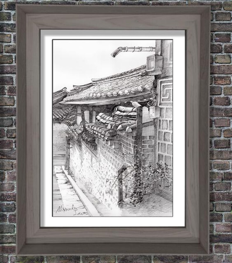 Seoul Hanok Village Urban Sketch | Traditional Korean Architecture ...