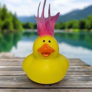 Troll Hair Yellow Rubber Duck Cruise Ducks Kids Bath Toy Stress Relief ...