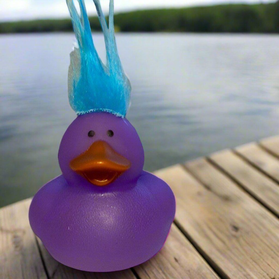 Troll Hair Purple Rubber Duck Cruise Ducks Kids Bath Toy Stress Relief ...