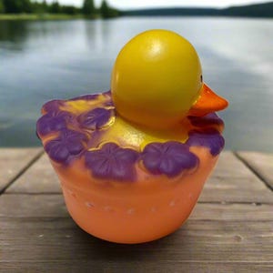 Purple Flower Pot Rubber Duck Cruise Ducks Kids Bath Toy Stress Relief ...