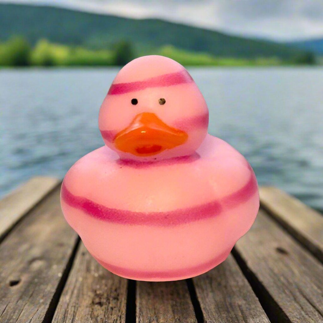 Striped Pink Rubber Duck Cruise Ducks Kids Bath Toy Stress Relief ...