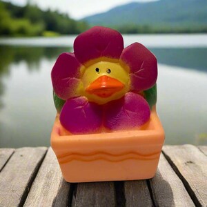 Flower Purple Pansy Rubber Duck Cruise Ducks Kid Bath Toy Stress Relief ...