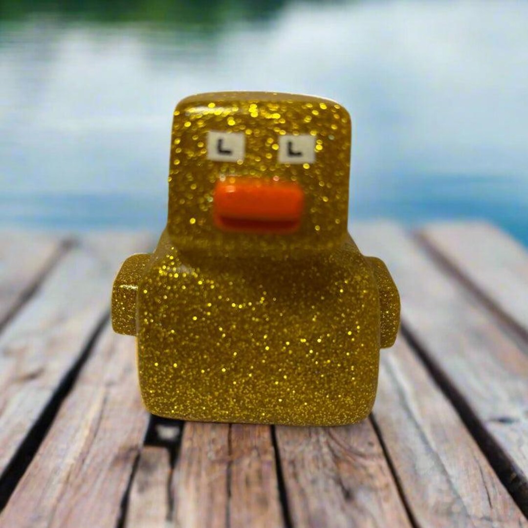 Block Glitter Gold Rubber Duck Cruise Ducks Kids Bath Toys Stress ...