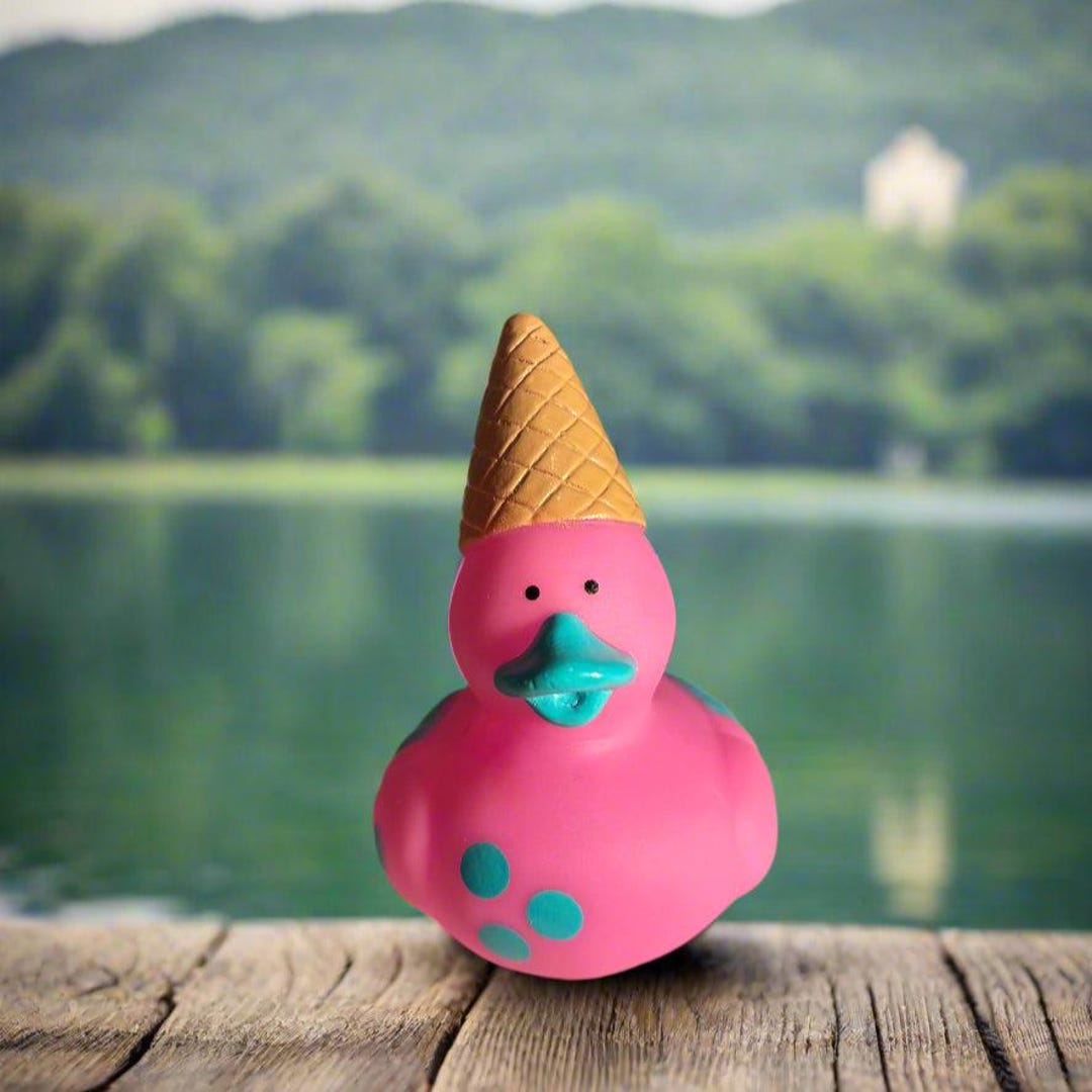 Ice Cream Cone Rubber Duck Cruise Ducks Kids Bath Toys Stress Relief ...