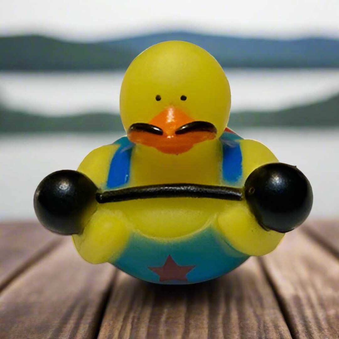 Circus Weightlifter Rubber Duck Cruise Duck Kids Bath Toy Stress Relief ...