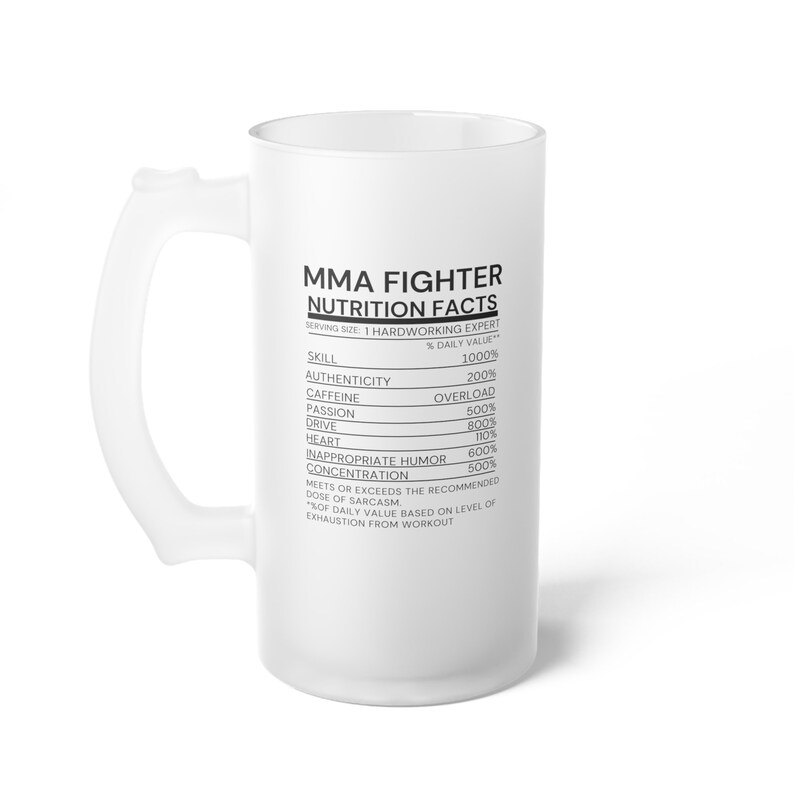MMA Nutrition Facts Frosted Glass Beer Mug Gift for Men and Women - Etsy