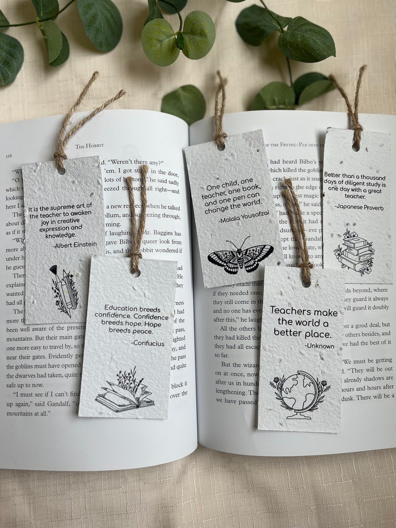 Teacher Seed Paper Bookmark Gift Tag Set of 5 Back to - Etsy