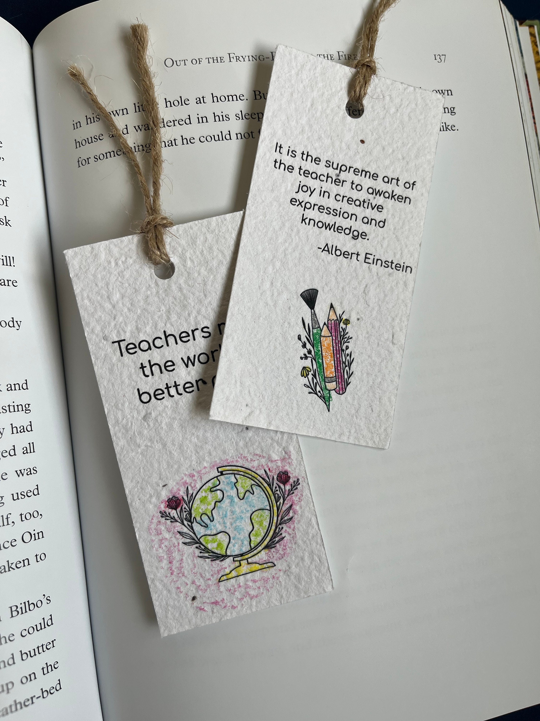 Teacher Seed Paper Bookmark Gift Tag Set of 5 Back to School Educator ...
