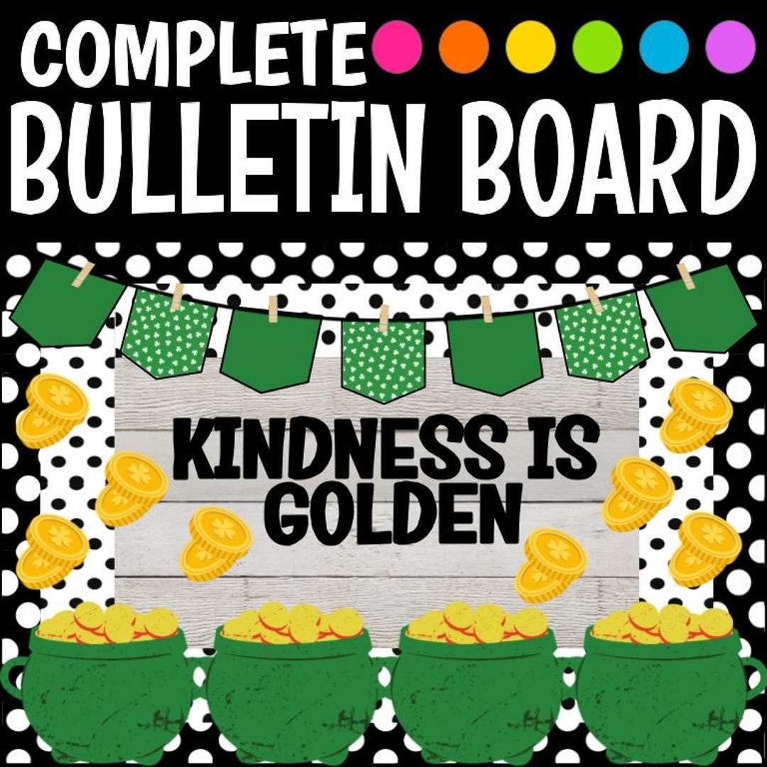 Kindness is Golden Bulletin Board Kit for St. Patrick's Day - Etsy