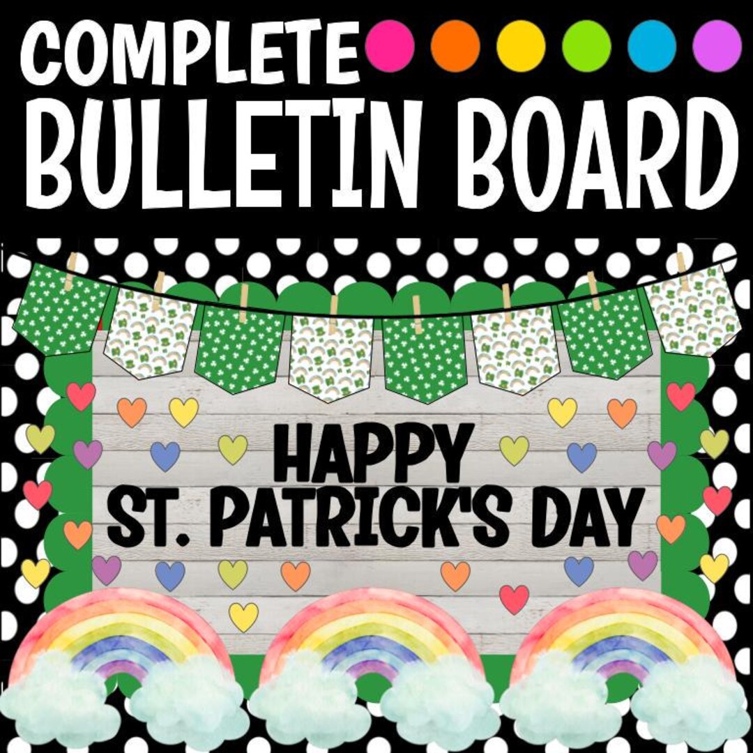 Happy St. Patrick's Day Bulletin Board Kit With Rainbows and Hearts - Etsy