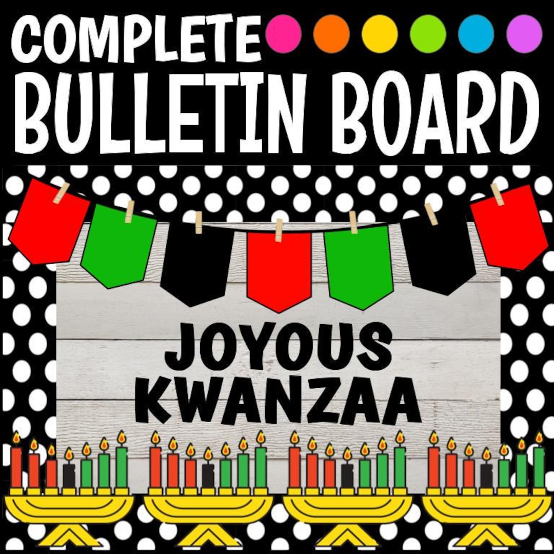 Joyous Kwanzaa Complete Bulletin Board Kit With Kinaras for Classroom ...