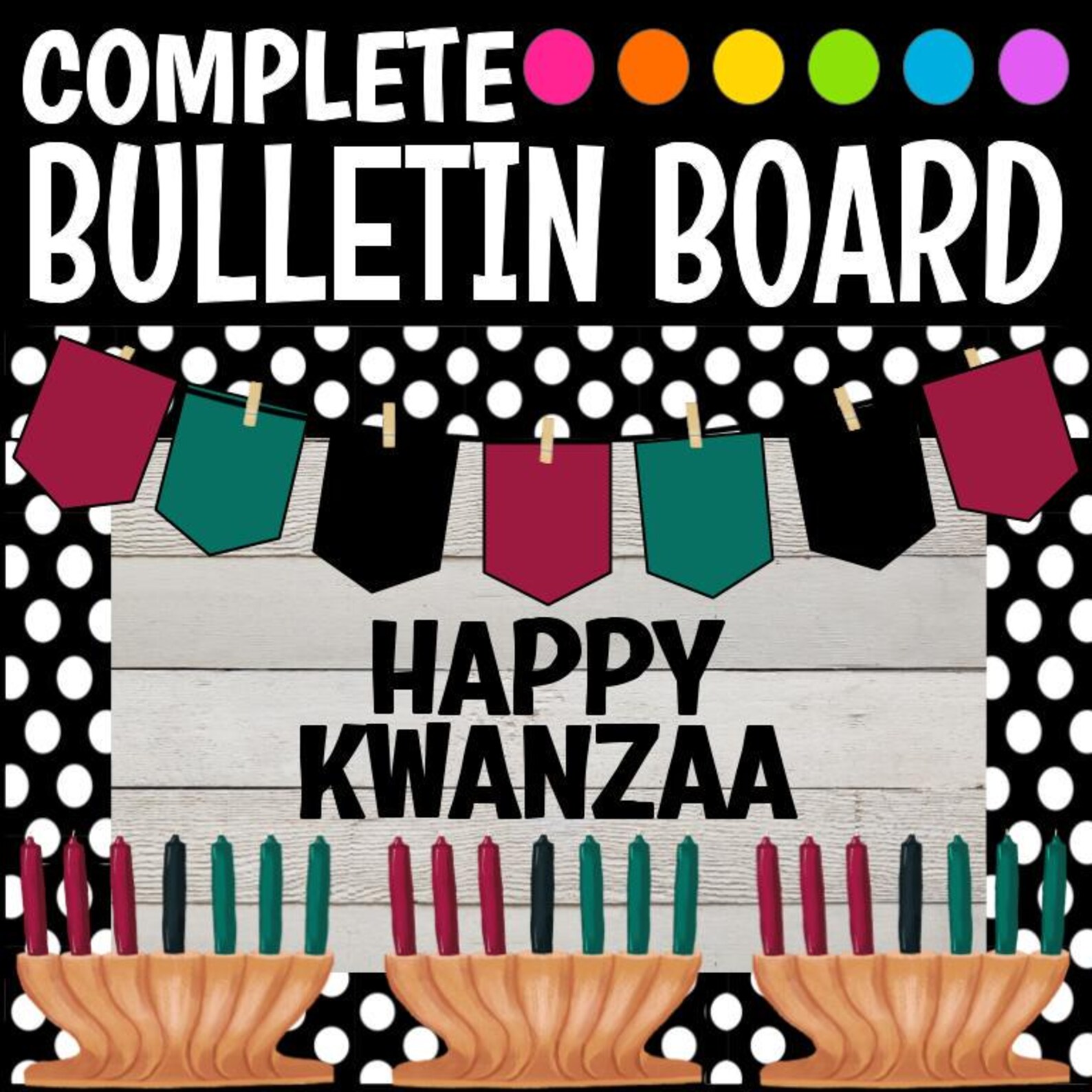 Happy Kwanzaa Complete Bulletin Board Kit With Kinaras for Classroom ...