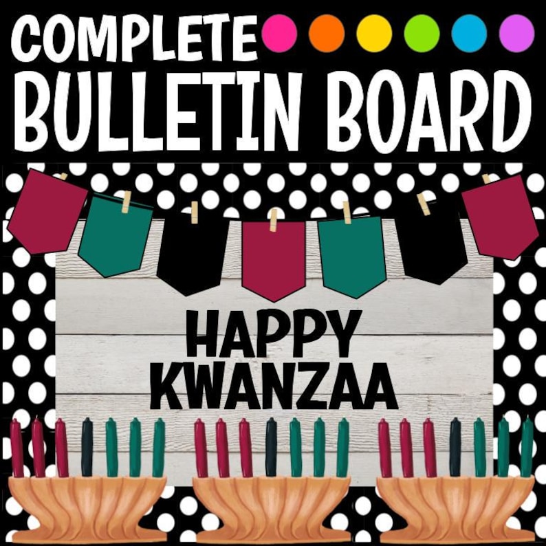 Happy Kwanzaa Complete Bulletin Board Kit With Kinaras for Classroom ...