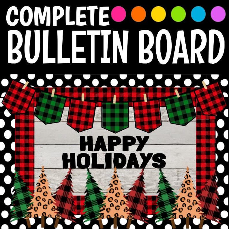 Happy Holidays Bulletin Board Kit for Christmas Classroom Decor Buffalo ...