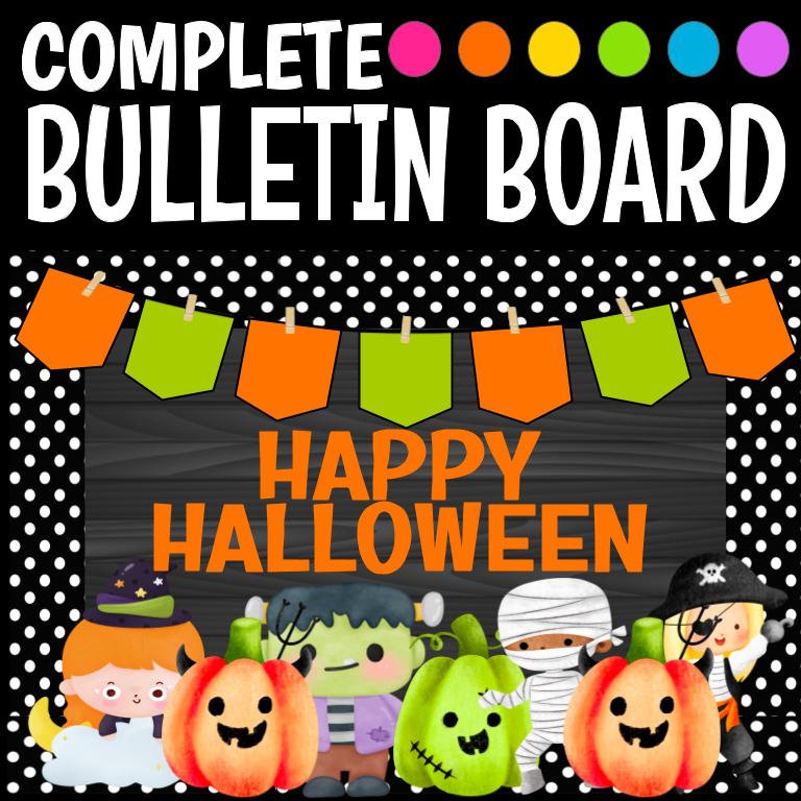 Happy Halloween Bulletin Board Kit Halloween Classroom Decor Mummy ...