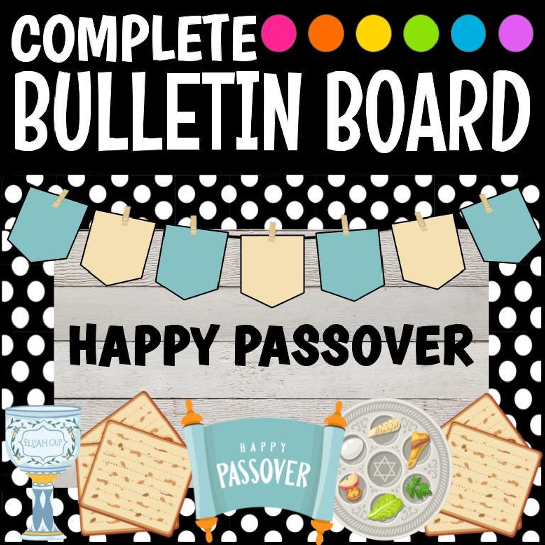 Happy Passover Complete Bulletin Board Kit With Matzah Elijah's Cup and ...