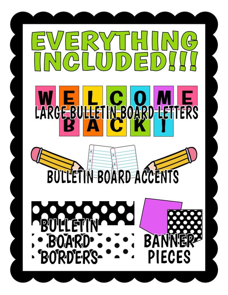 Welcome Back! Complete Bulletin Board Kit With Neon and Black and White ...