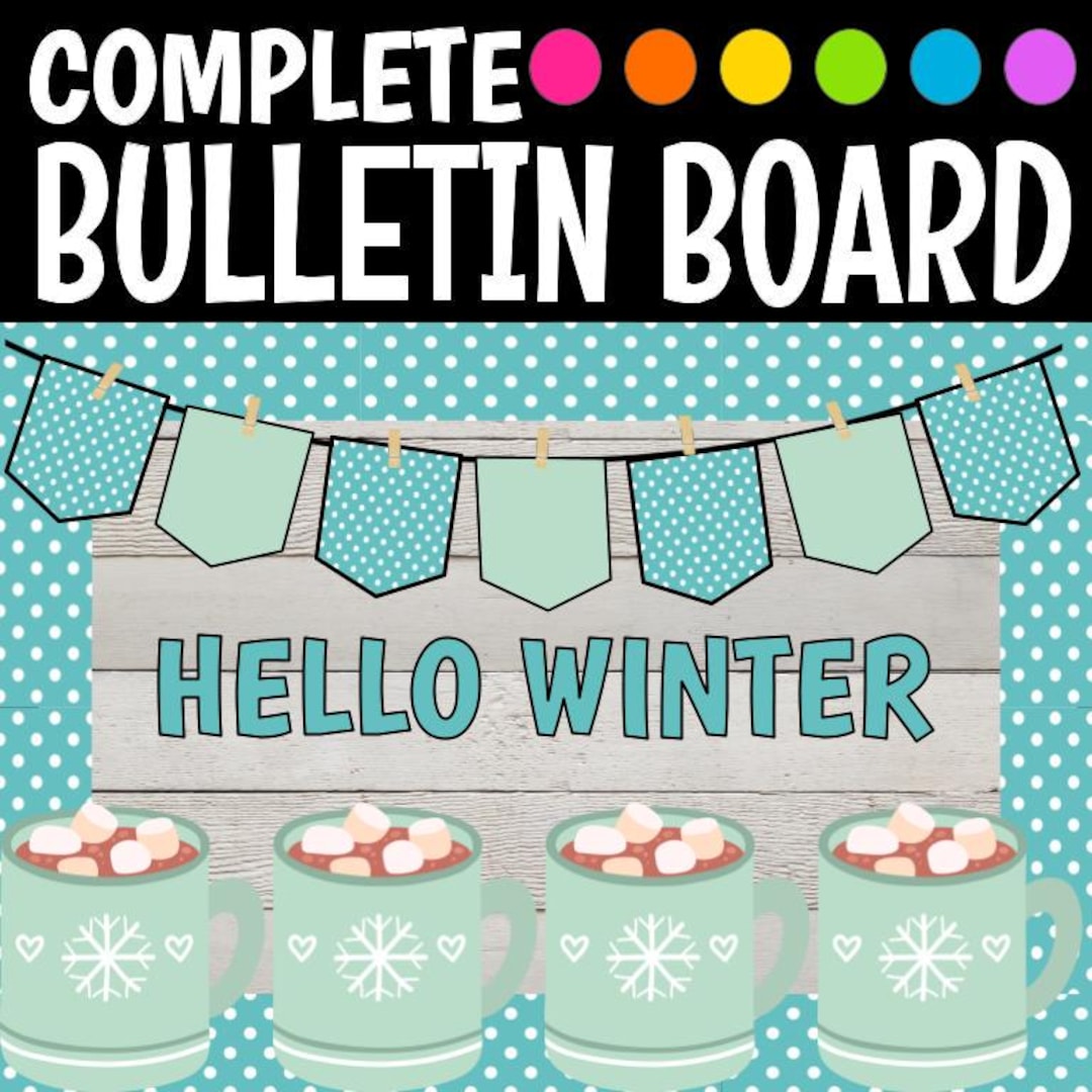 Hello Winter Complete Bulletin Board Kit With Hot Cocoa for Holidays ...
