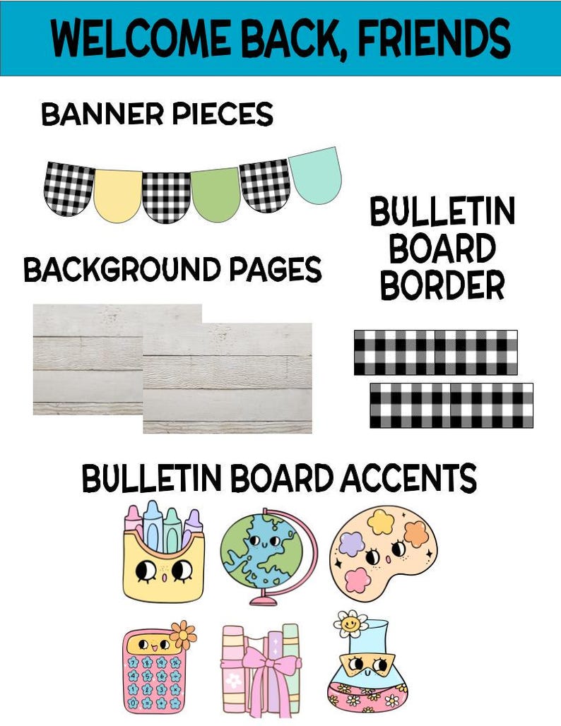 Welcome Back Friends Bulletin Board Kit: Retro School Decor - Etsy
