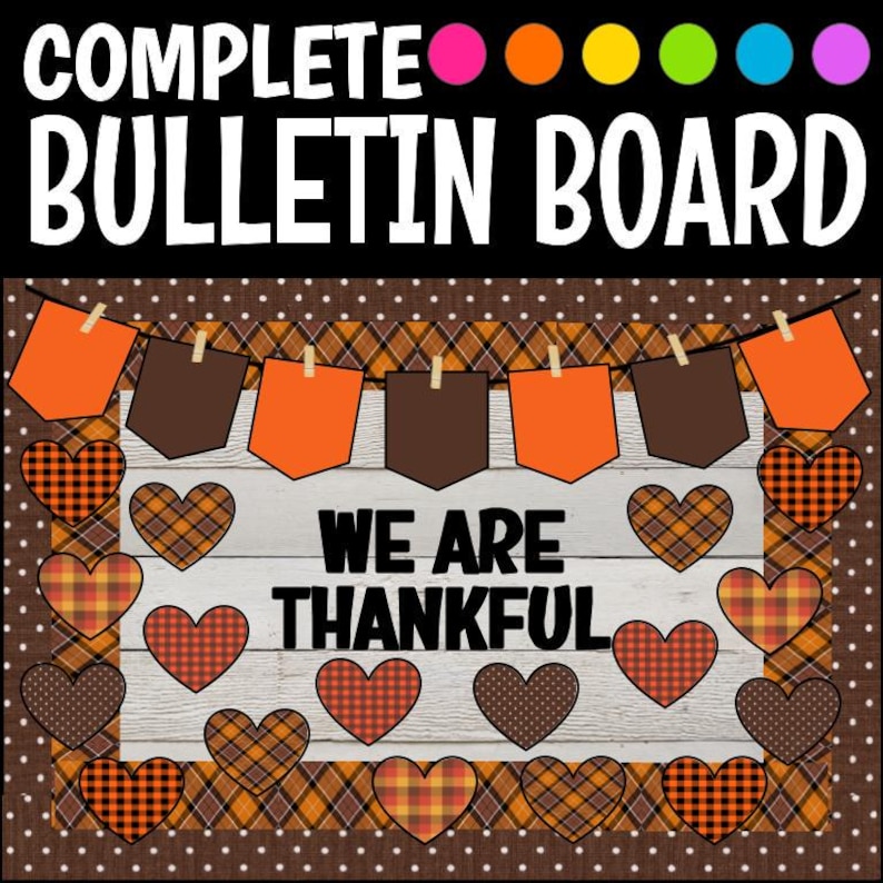 We Are Thankful Bulletin Board Kit Thanksgiving Classroom Decor With ...