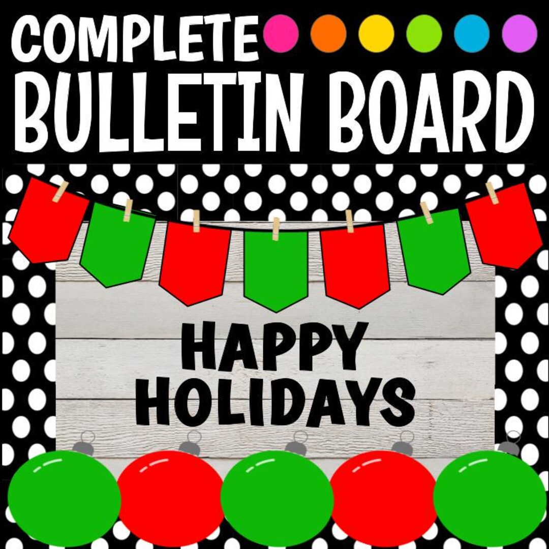Happy Holidays Complete Bulletin Board Kit for Christmas Classroom ...