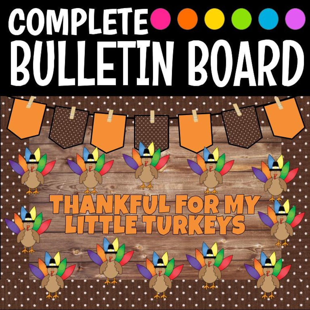 Thankful for My Little Turkeys Bulletin Board Kit Thanksgiving ...