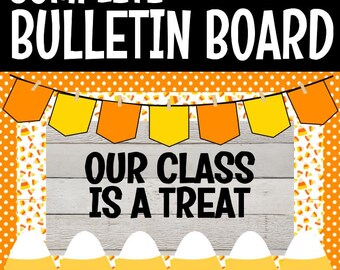 Trick or Treat Bulletin Board Kit Halloween Classroom Decor Candy Corn ...