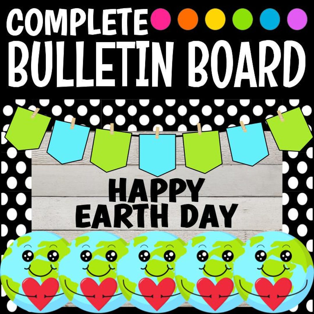 Happy Earth Day Complete Bulletin Board Set With Cute Earth Faces - Etsy
