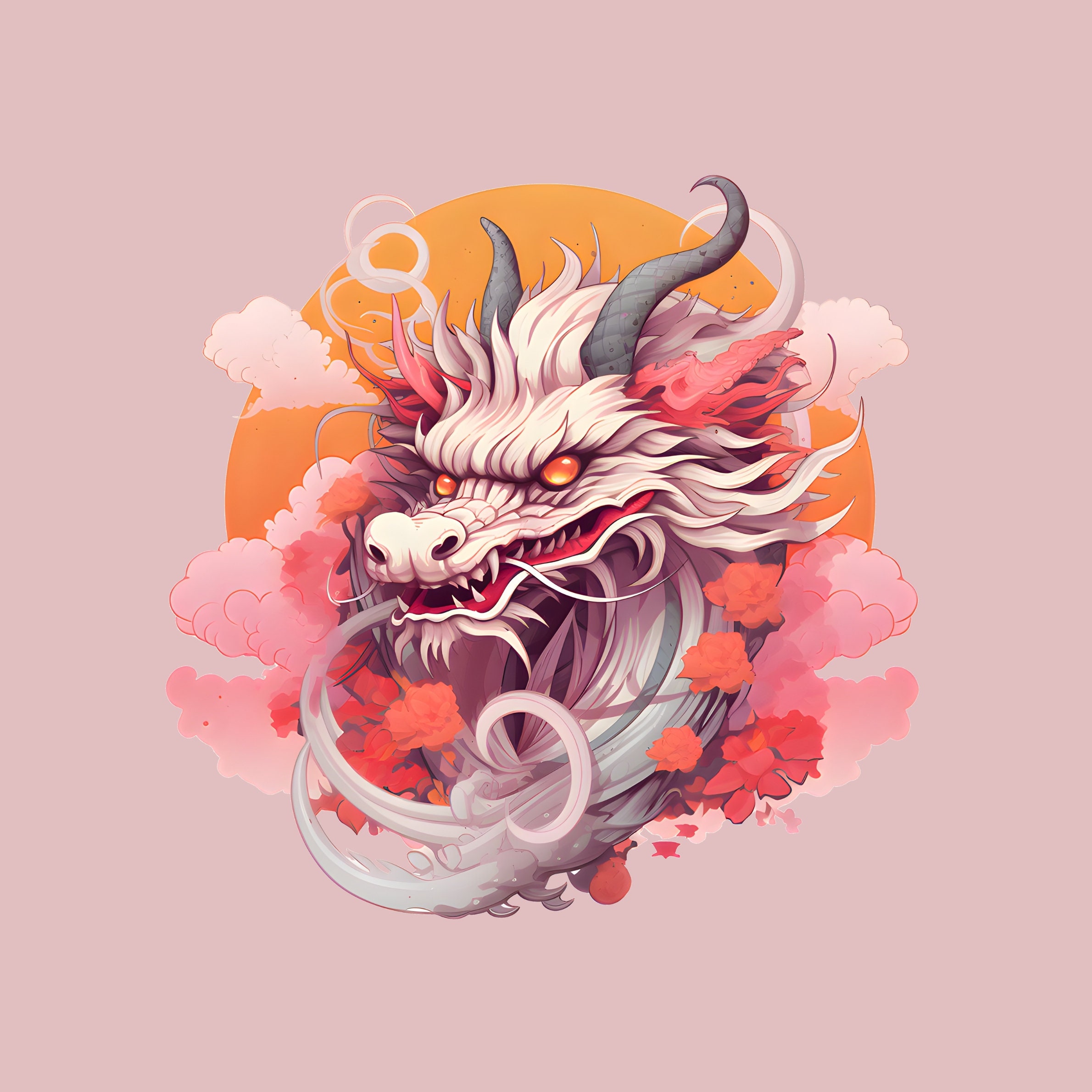 Pink Anime Girl Aesthetic Ultra-cute Almost Chibi Cloud Dragon Graphic ...