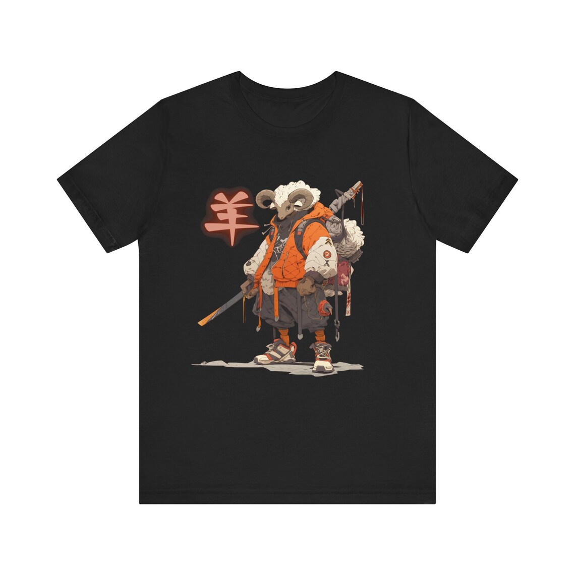 Cyberpunk Samurai Sheep Urban Warrior Zodiac Sign T-shirt, Asian ...