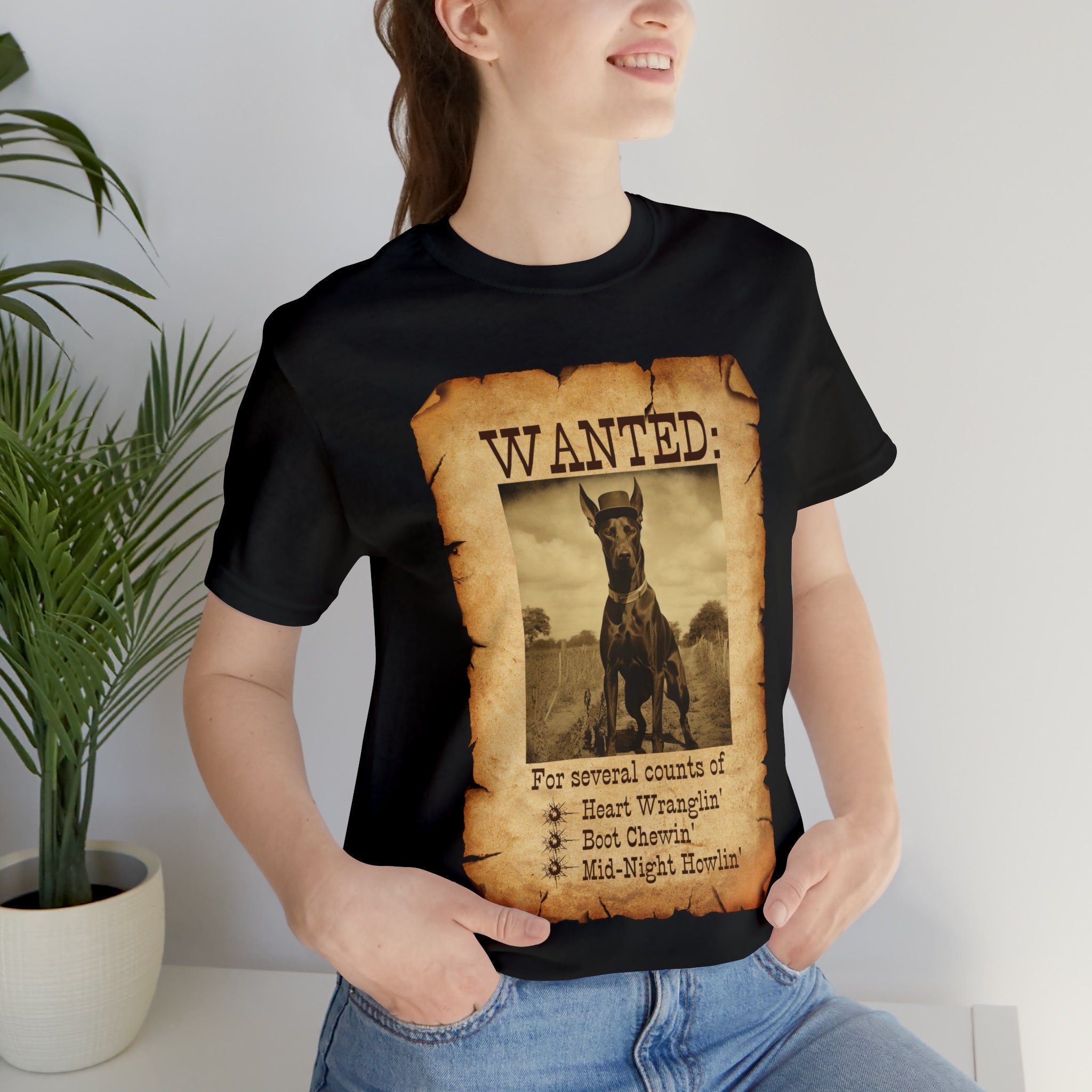 Cowboy Doberman Western Style Cactuscore Tshirt, Funny Cute Dog ...