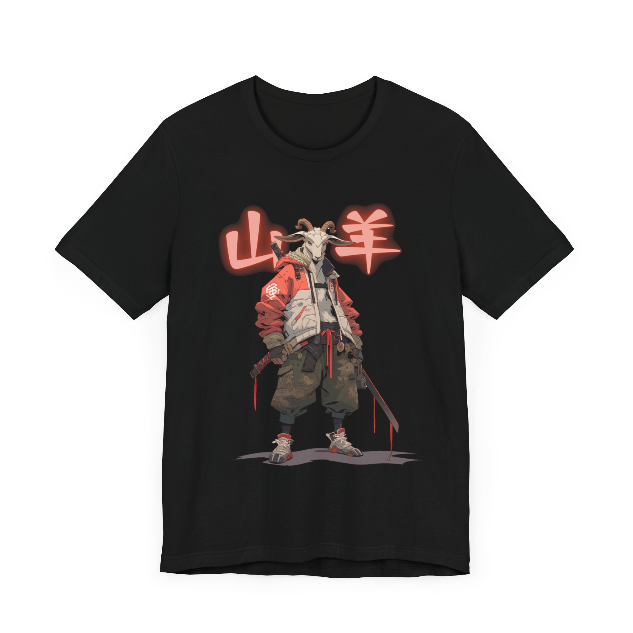 Cyberpunk Samurai Goat Urban Warrior Zodiac Sign T-shirt, Asian ...