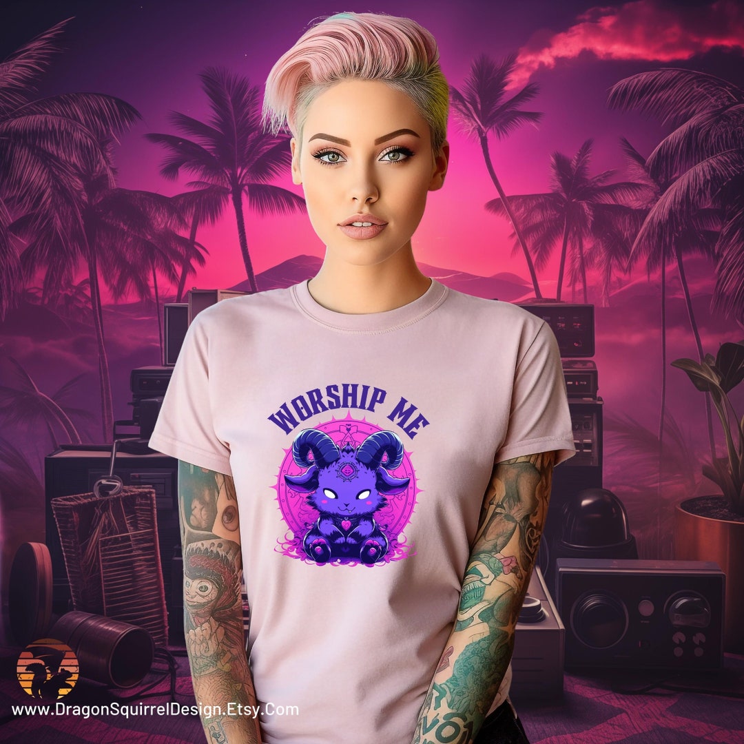 Worship Me! Chibi Goat Devil Woman's Baphomet T-shirt, Whimsigoth ...
