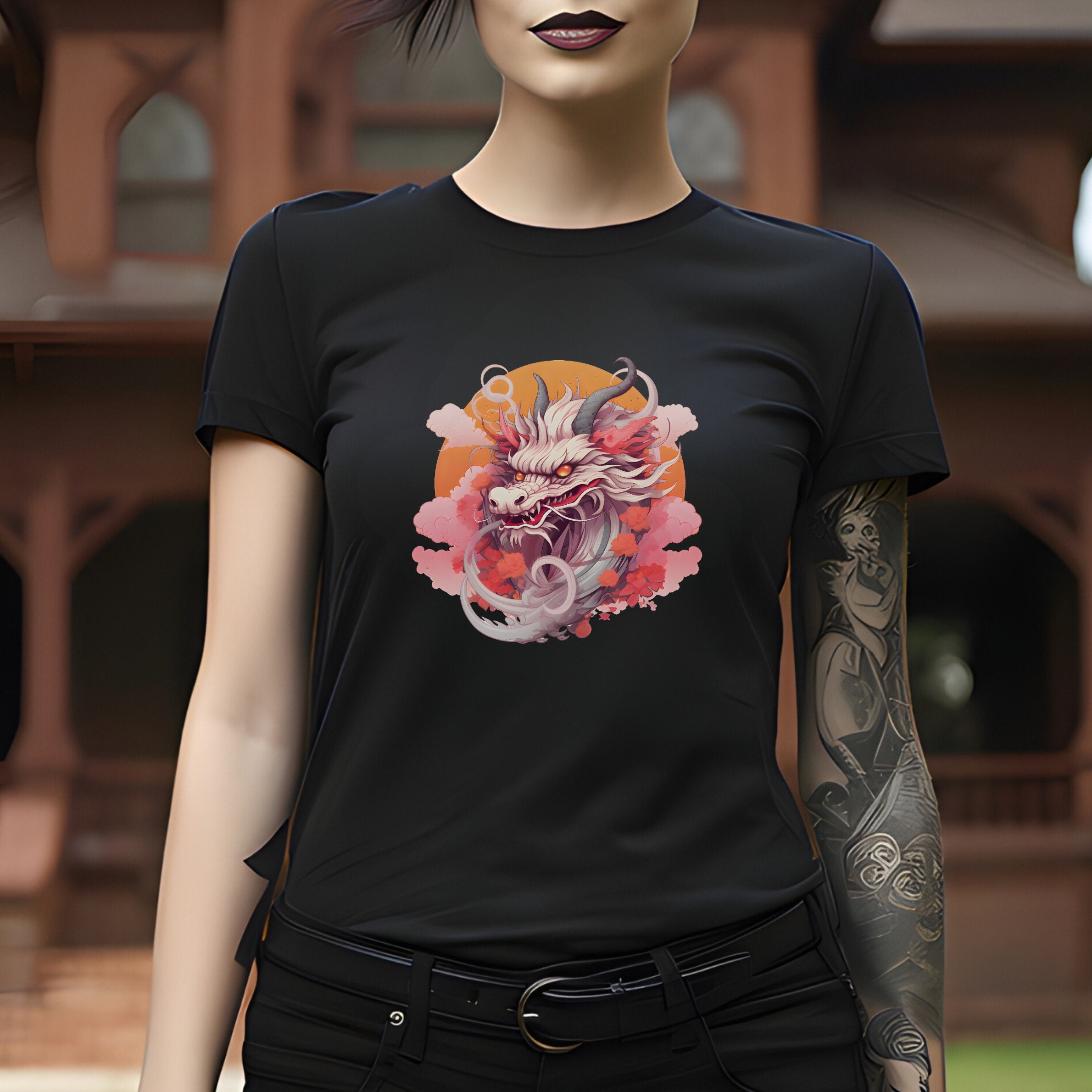 Pink Anime Girl Aesthetic Ultra-cute Almost Chibi Cloud Dragon Graphic ...