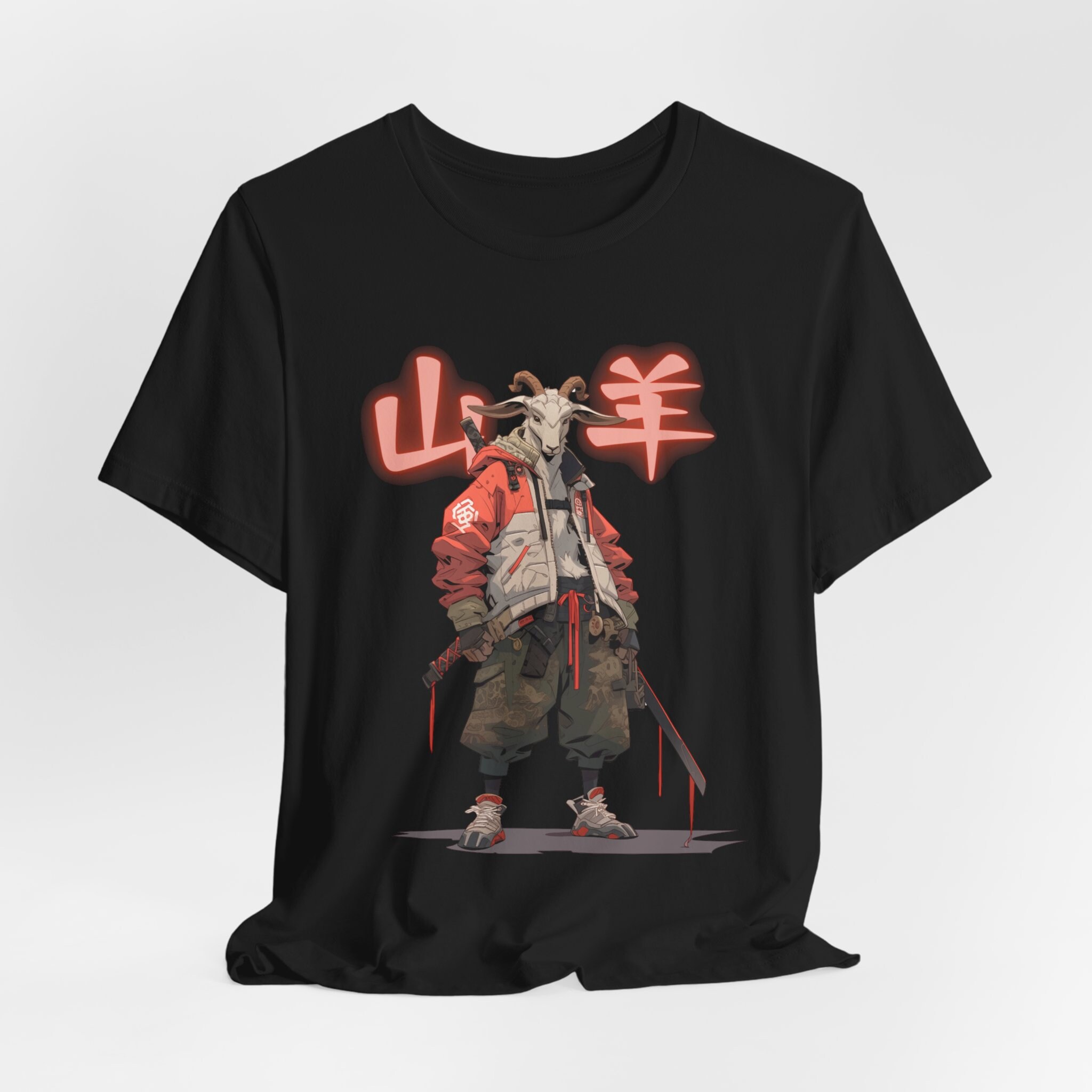 Cyberpunk Samurai Goat Urban Warrior Zodiac Sign T-shirt, Asian ...