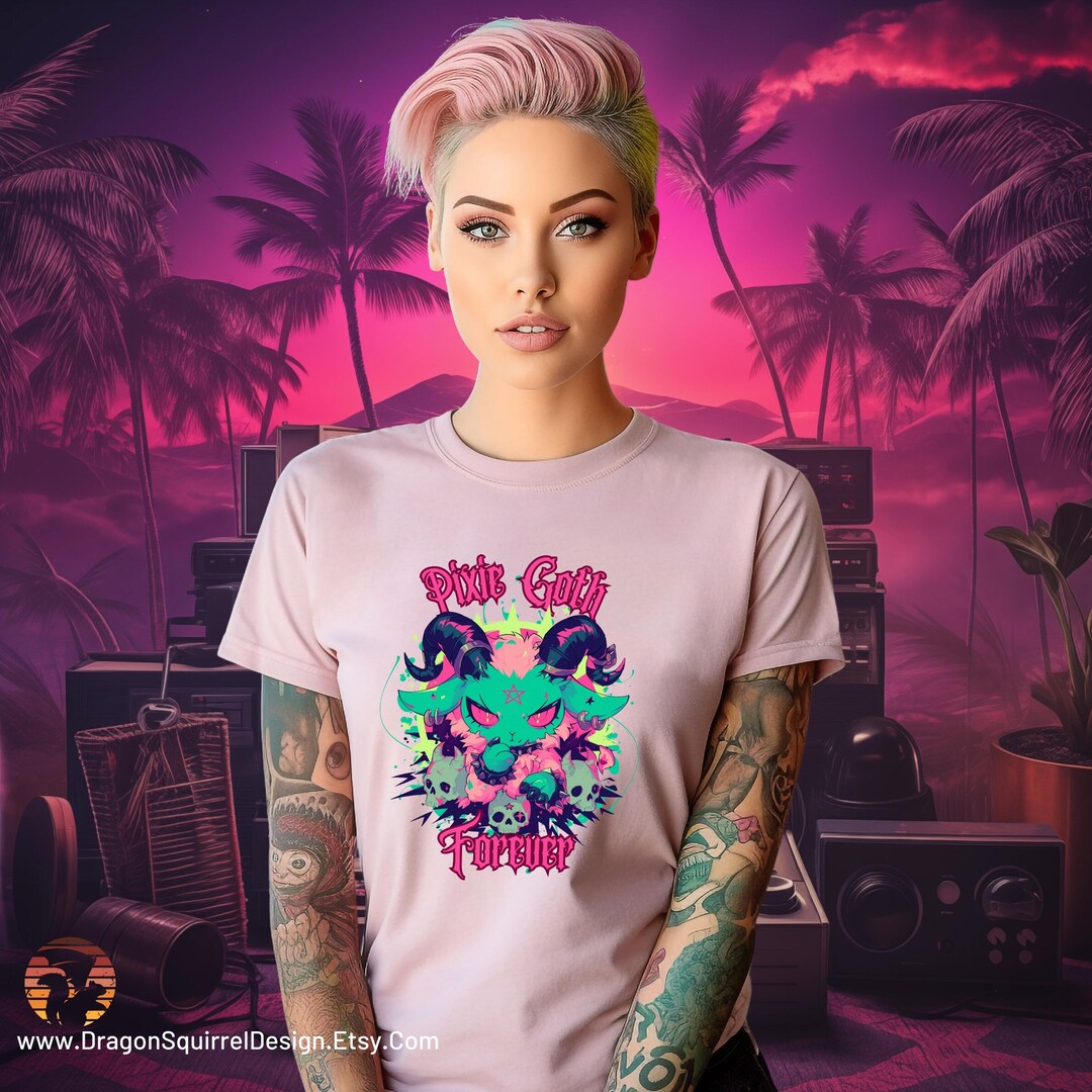 Pixie Goth Forever Chibi Goat Devil Baphomet T-shirt, Whimsigoth Witchy ...