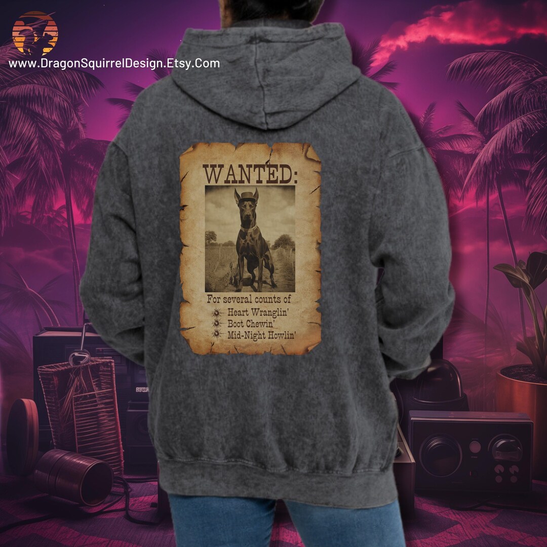 Cowboy Doberman Western Style Cactuscore Hoodie, Funny Cute Wild West ...