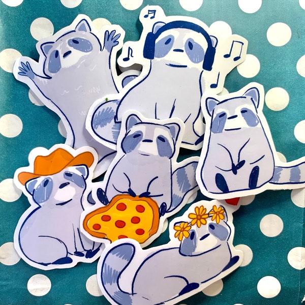 Digital Raccoon Stickers - Etsy