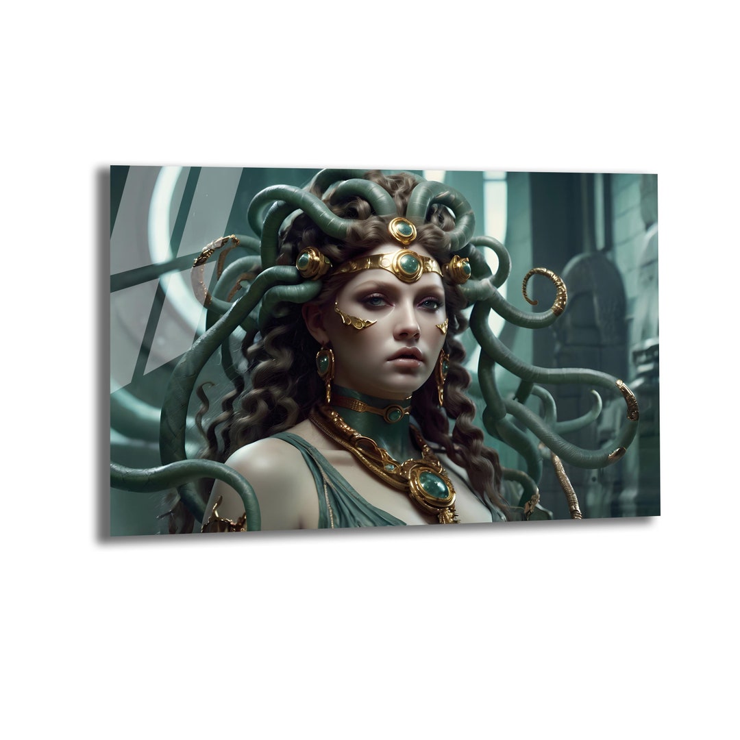 Medusa Wall Art, Large Glass Art, Tempered Glass Wall Art, Medusa Wall ...
