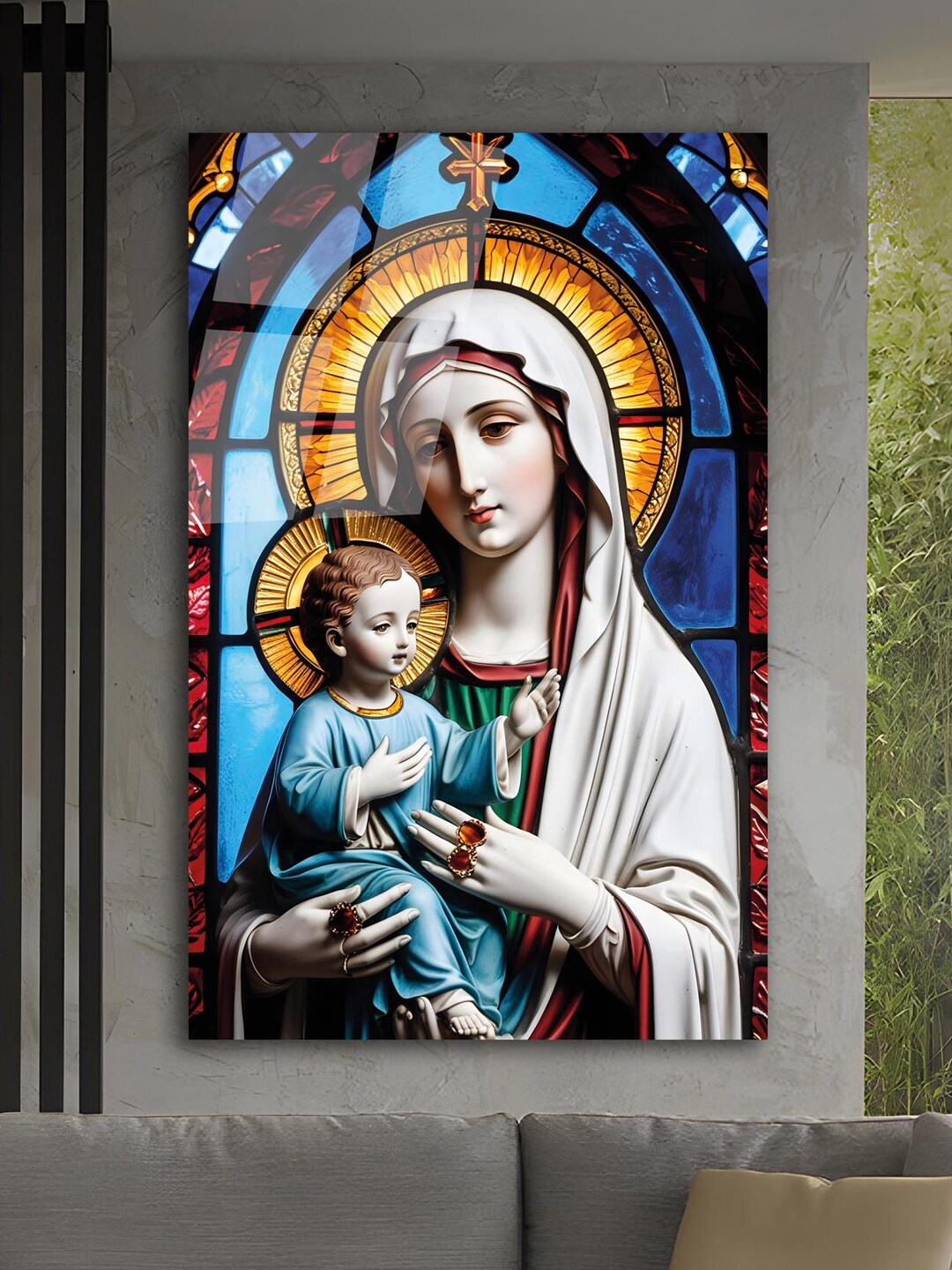 Virgin Mary Wall Art,tempered Glass Wall Art, Glass Printing, Mother ...