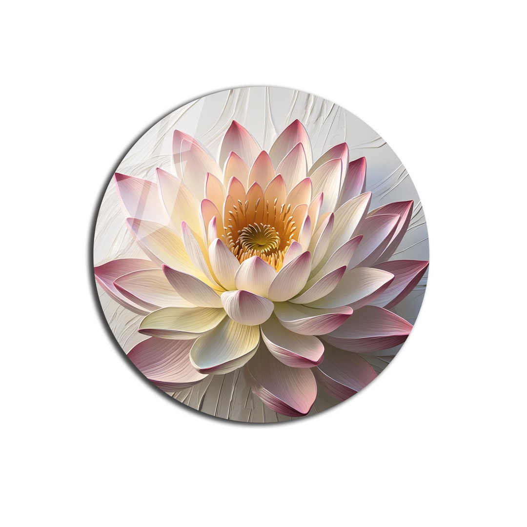 Colorful Flower Pattern Round Glass Wall Art, Modern Tempered Glass ...