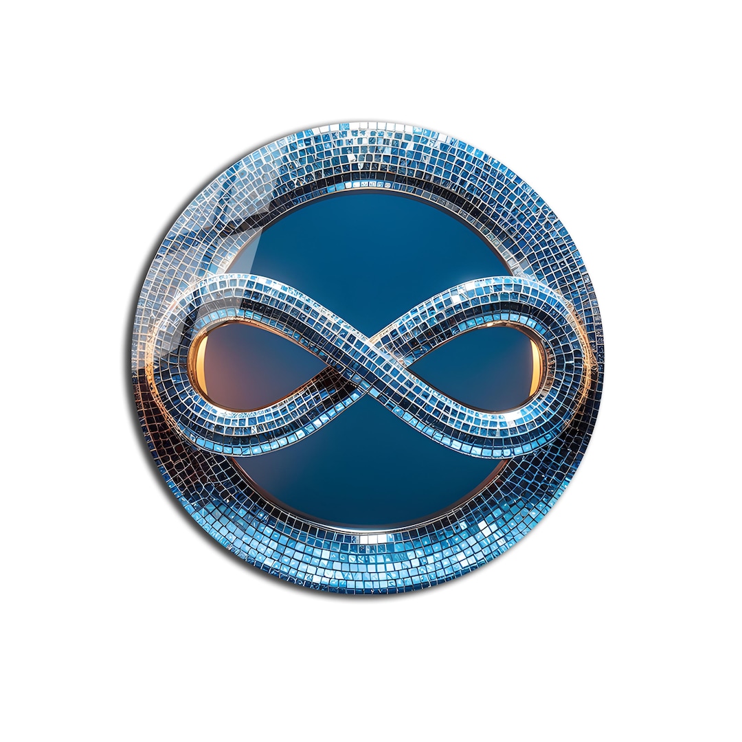 Infinity Symbol Round Ancient Mosaic Modern Art Round Glass Wall Art ...