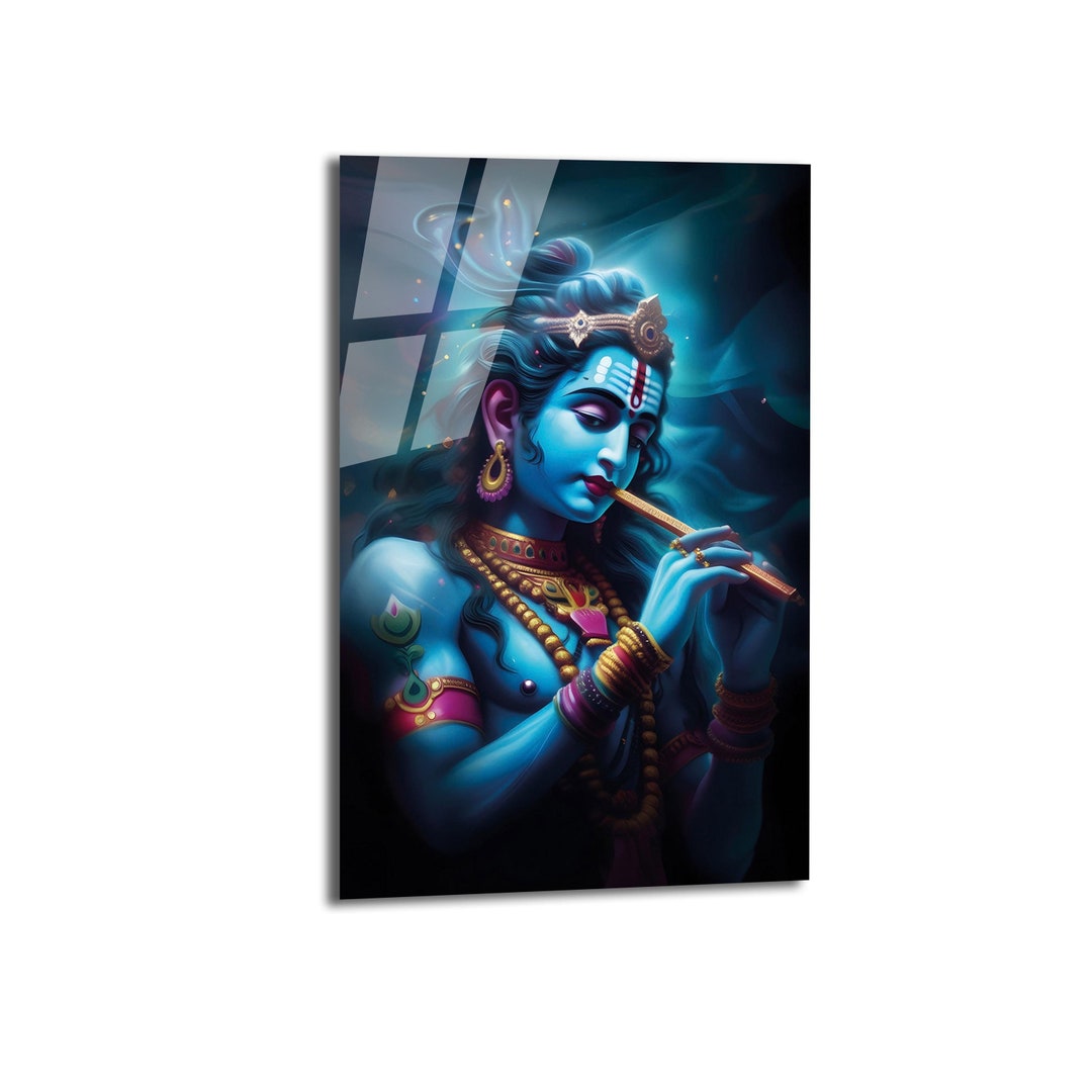 Lord Krishna - Indian Gods - Glass Printing Wall Art - Tempered Glass ...