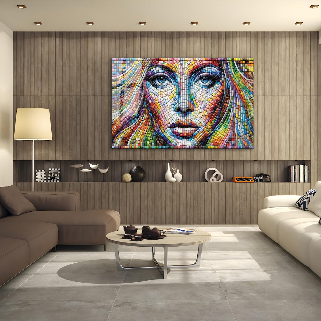 Glass Mosaic Face Wall Art, Tempered Glass Art, Glass Wall Decor ...