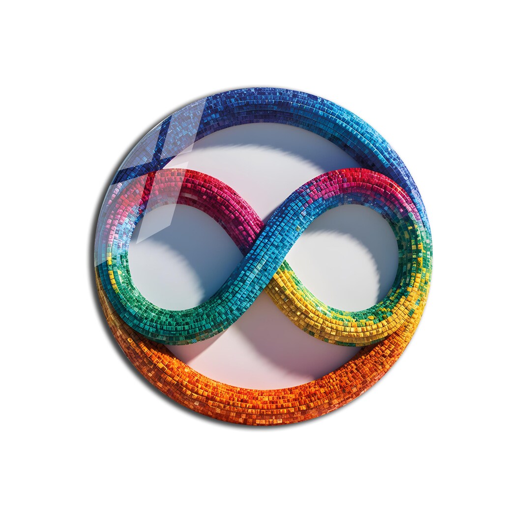 Infinity Symbol Round Ancient Mosaic Modern Art Round Glass Wall Art ...