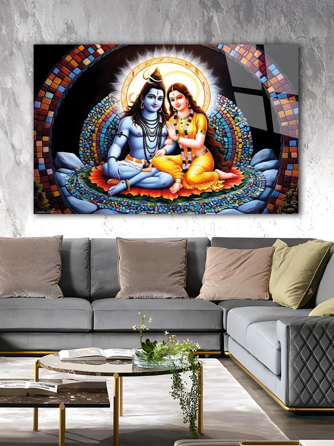 Lord Shiva Tempered Stained Glass Wall Art, Shiva Hinduism Glass Wall ...
