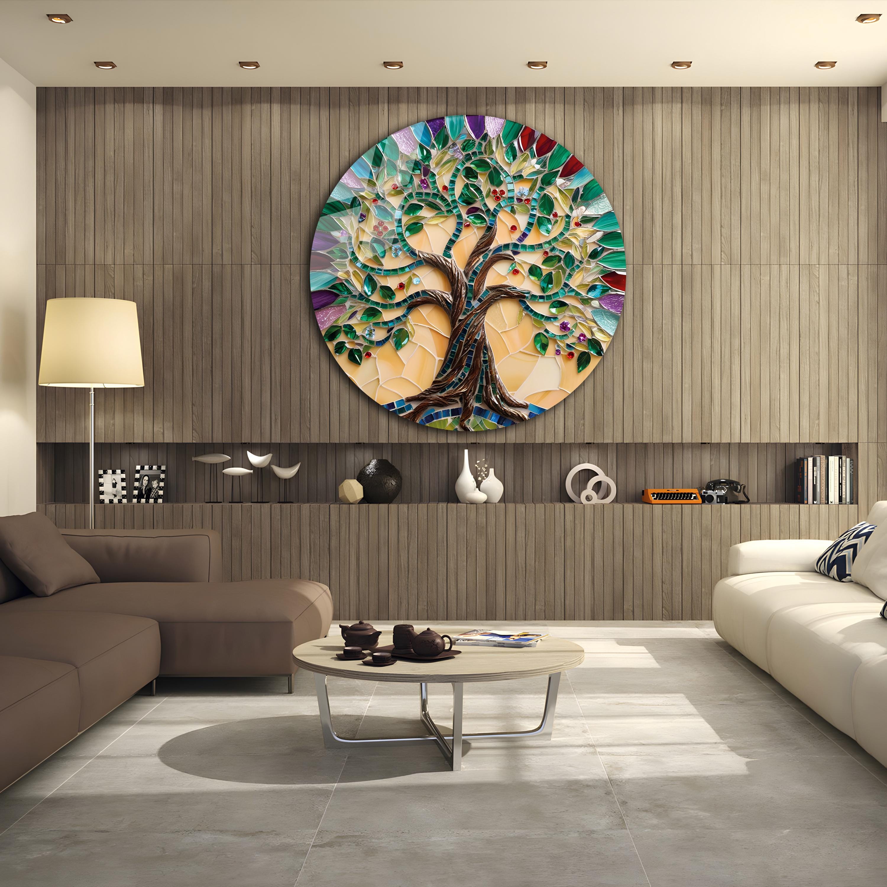 Stained Glass Painting Tree of Life, Stained Glass Window Glass Wall ...