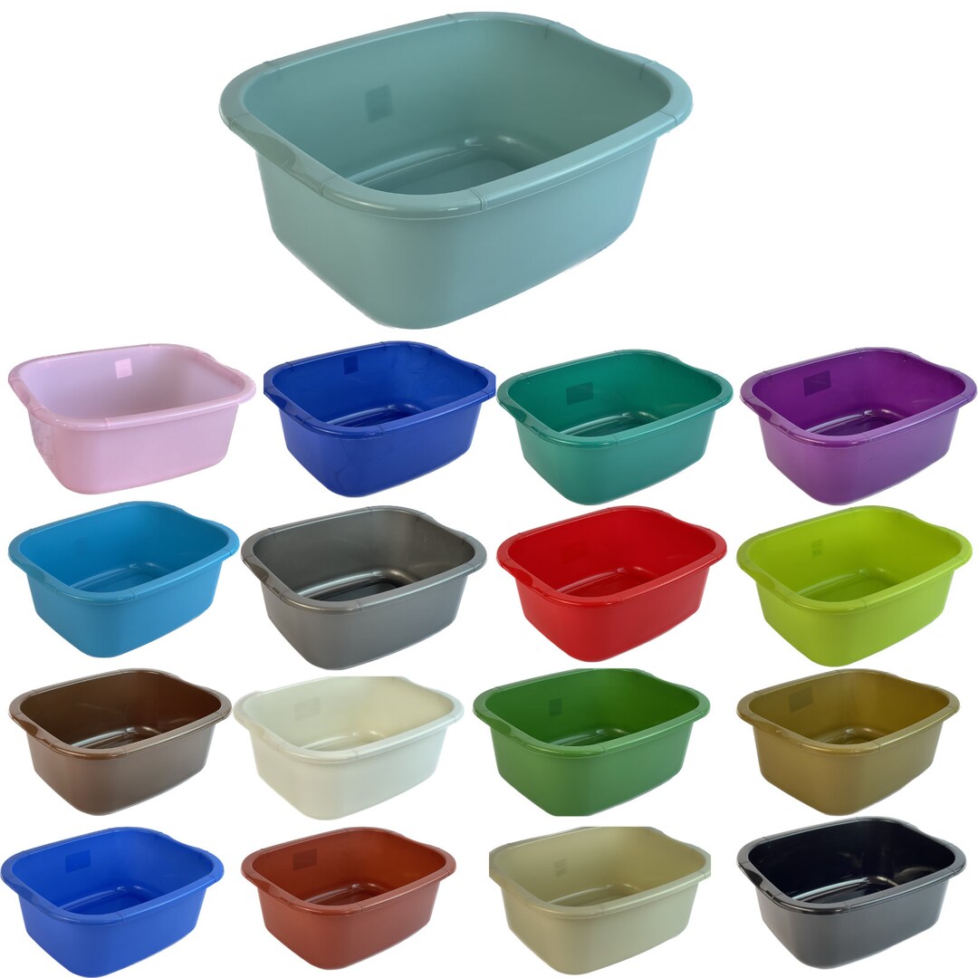 11 Litre Rectangular Washing up Bowl Dish Washtub Plastic Basin Mixing ...