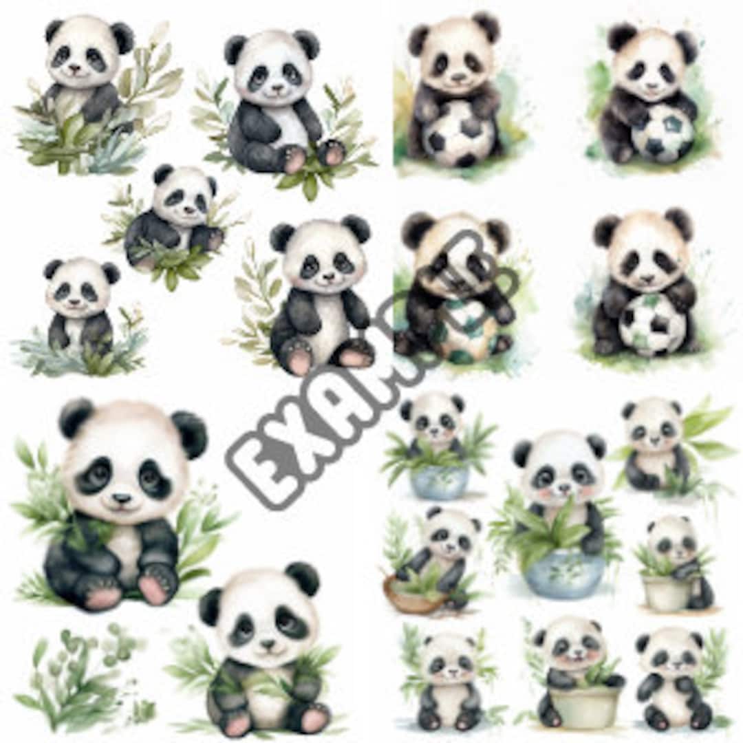 Cute Panda Clipart, Watercolor Animal Clipart, Baby Animals, Baby Panda ...