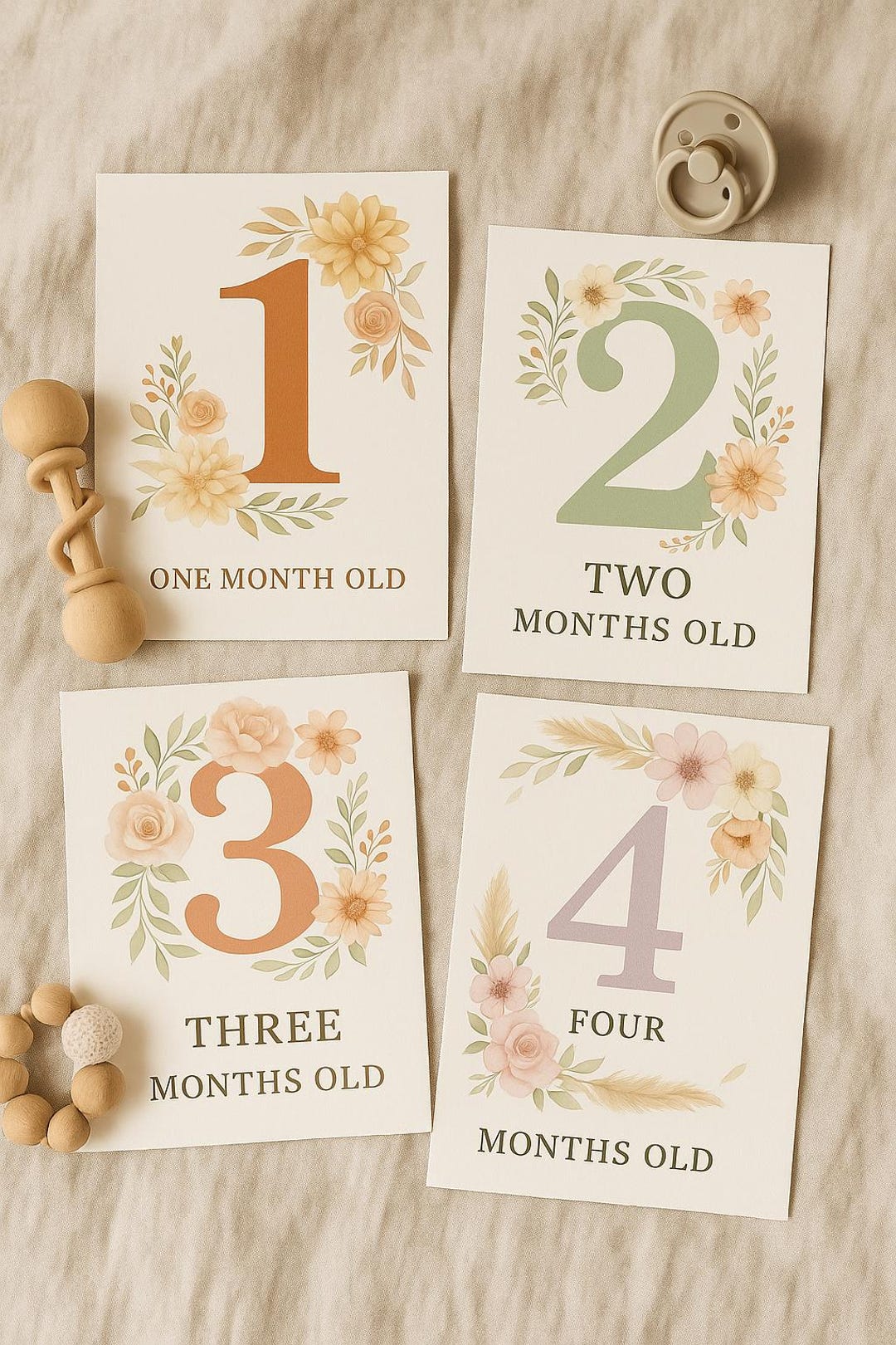 Milestone Cards Set 1-12 Months , Baby Shower Gift, Baby Milestone ...